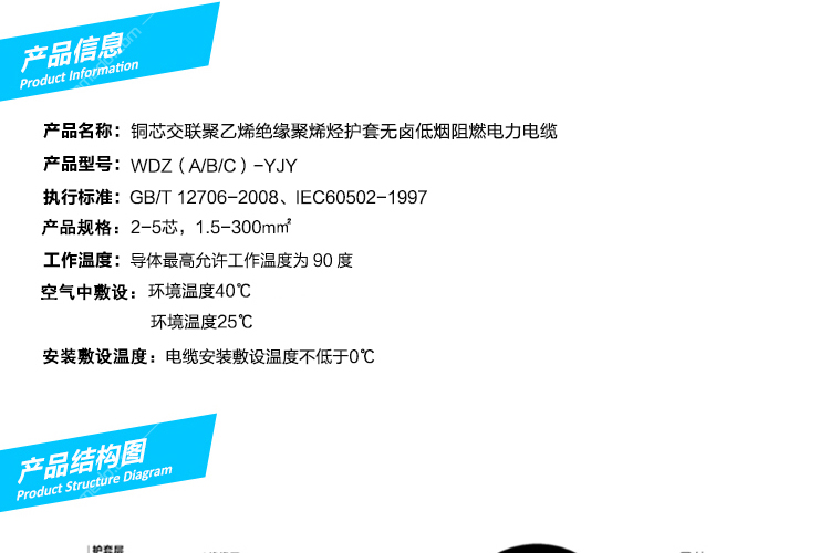 爱谱华顿 WDZ-YJY 3*4 低烟无卤阻燃电力电缆 0.6/1kV 定制_报价_价格_爱谱华顿交联聚乙烯绝缘电力电缆批发采购_河姆渡B2B ...